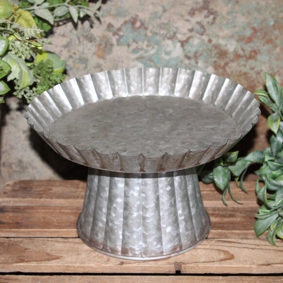 Accents | New Large Galvanized Metal Farmhouse Cake Pastry Pedestal ...